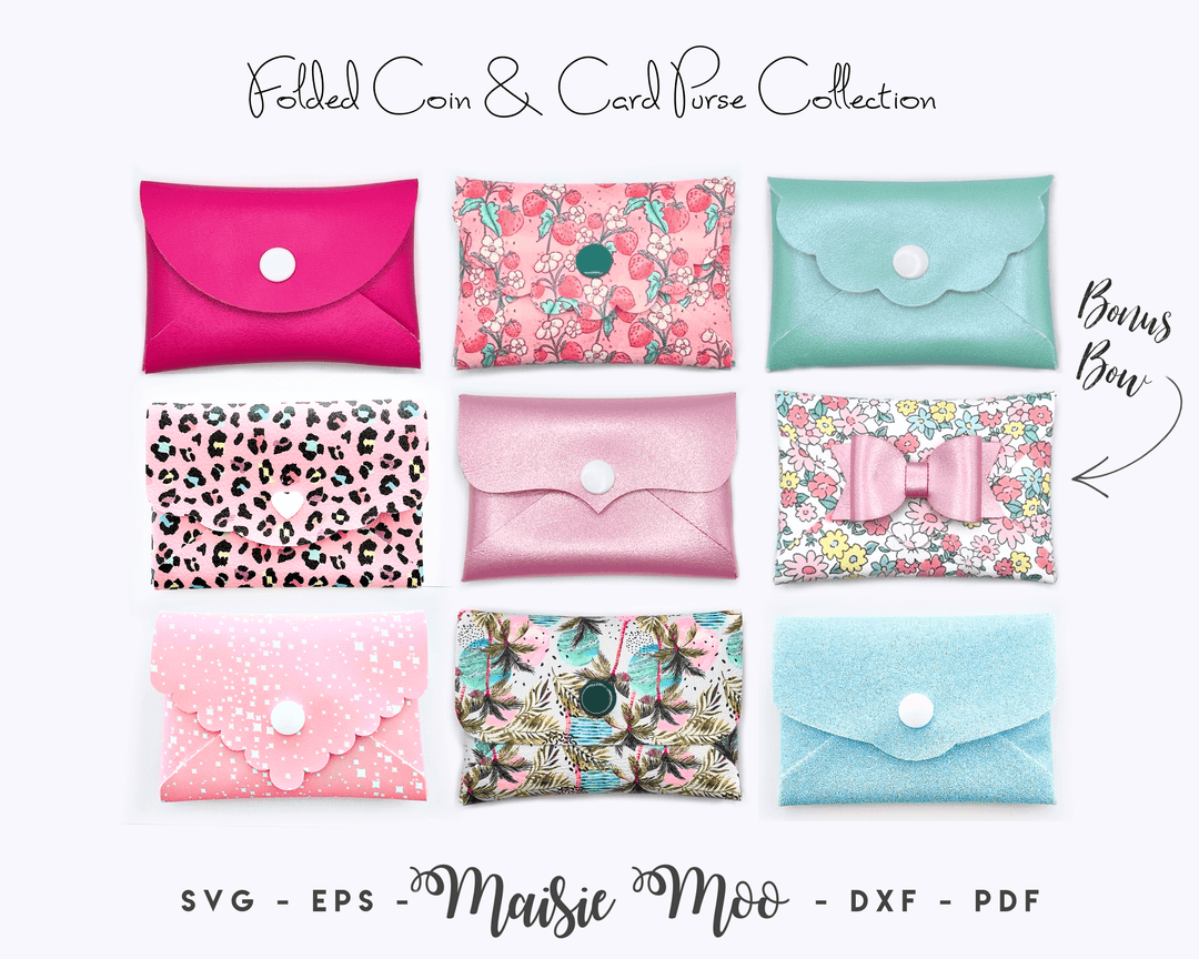 Coin Purse SVG Bundle | Card Pouch Template | Faux Leather No Sew ...