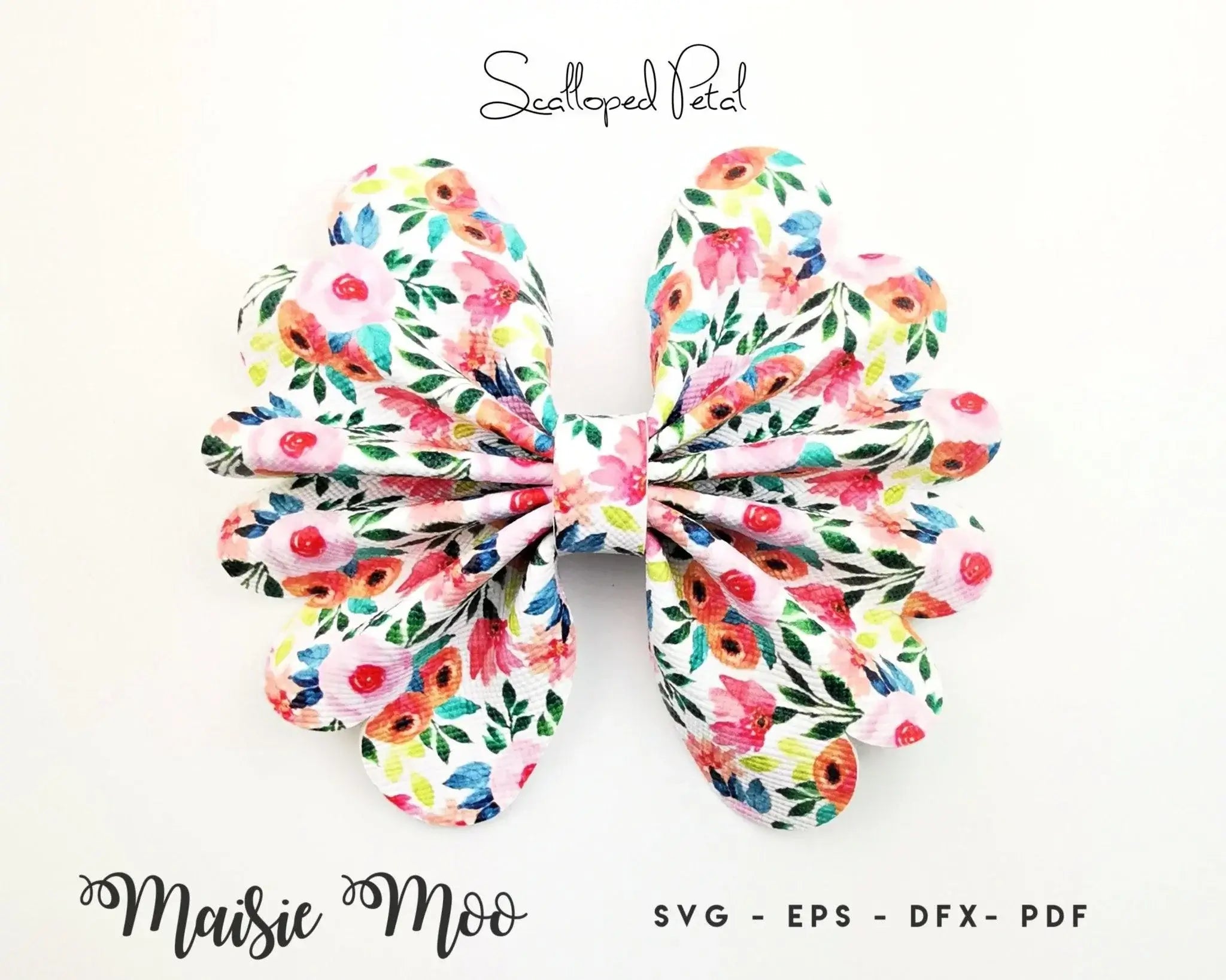 Scalloped Pinch Bow SVG | Petal Pinch Bow Template | Flower Bow SVG ...