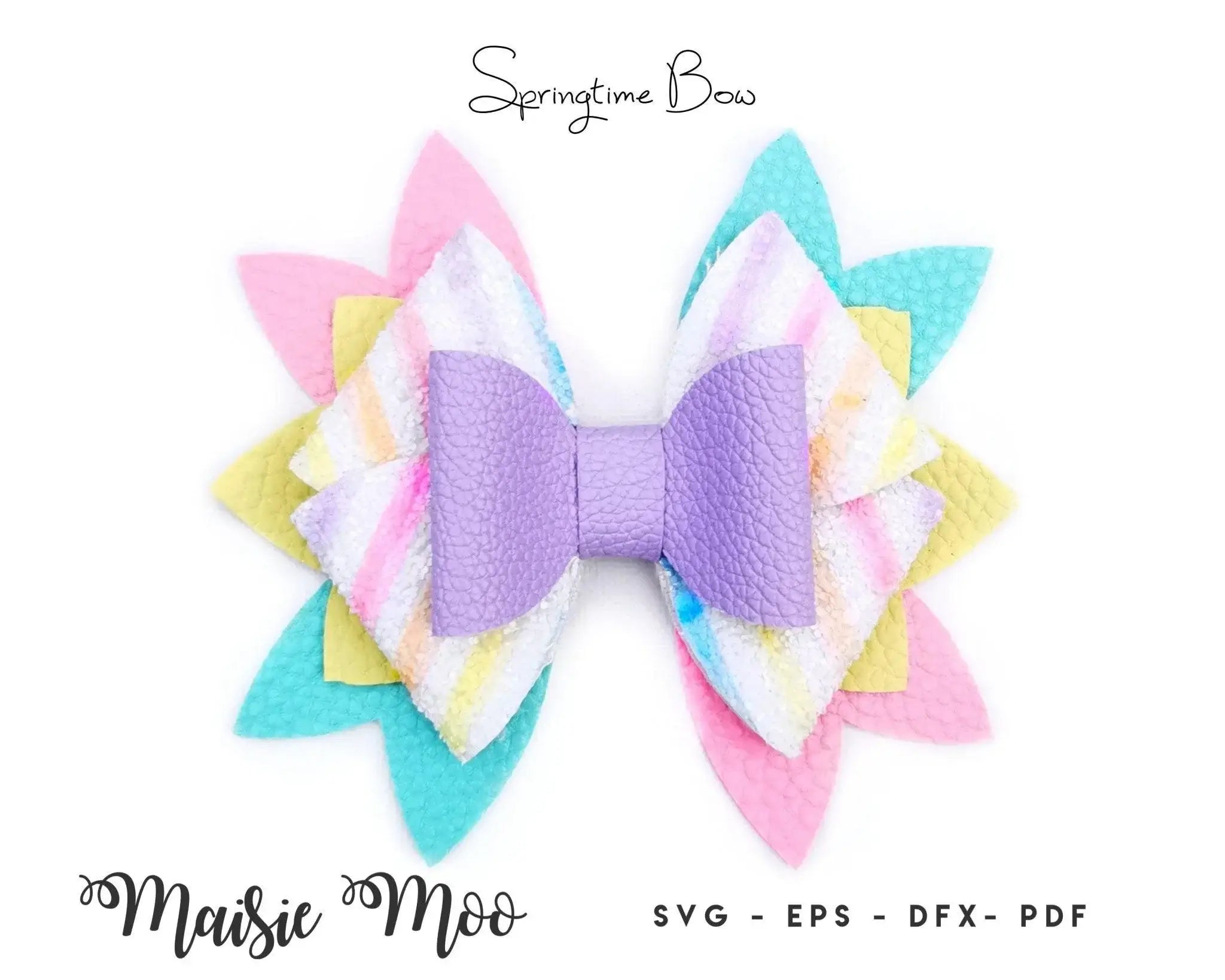 Springtime Bow SVG Template, Faux Leather Bow SVG, Asymmetric Bow SVG ...